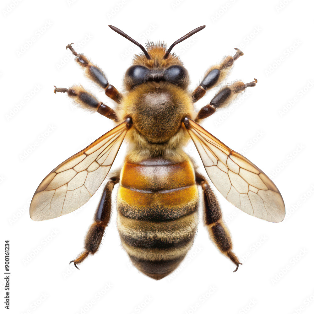 Honey bee top view isolated on transparent background Stock Photo ...