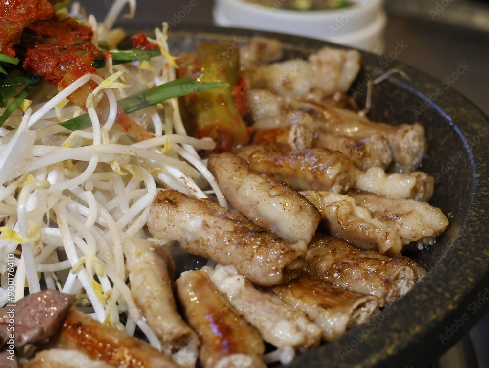 Korean traditional food Gopchang, Grilled beef intestines, Korean ...