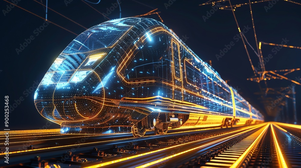 Futuristic train design featuring luminous lines and innovative ...
