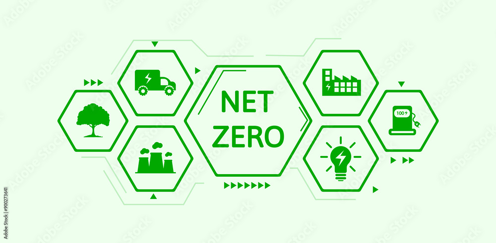 Vector de Stock Net zero greenhouse gas emissions by 2050, carbon neutral, net zero greenhouse ...