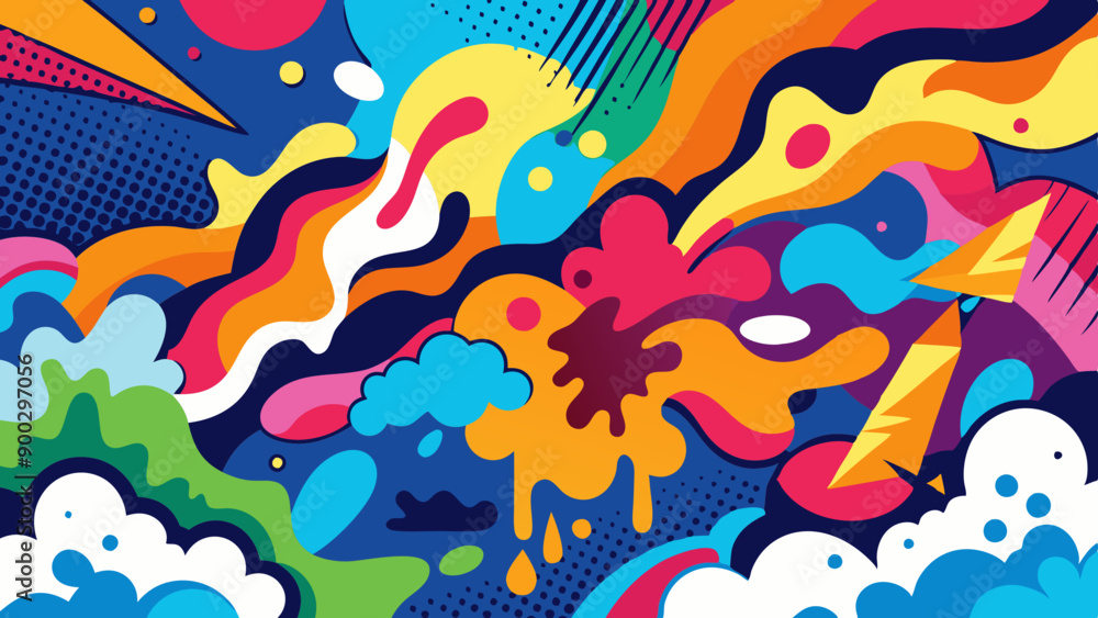 pop art background on the wall abstract vector colorfull pattern ...