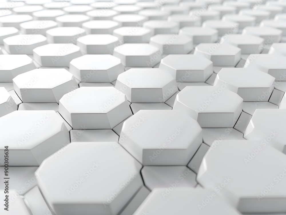 3d render, abstract white background with hexagon pattern for ...