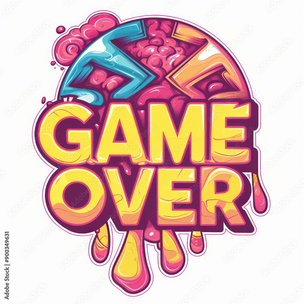 game over in a cartoon font with a nuclear-waste theme, featuring a ...