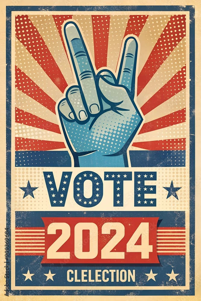 Stock-Foto „Trendy vintage Collage for 2024 election. Vector banner ...