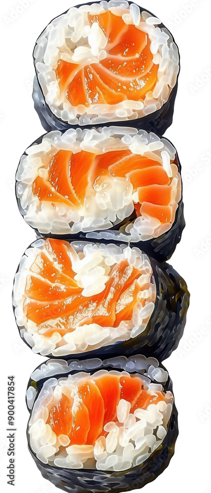 The super realistic maki rolls PNG, salmon sushi, detailed rice texture ...