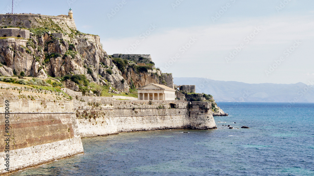 Old British fortress on the island of Corfu photographed from a ...
