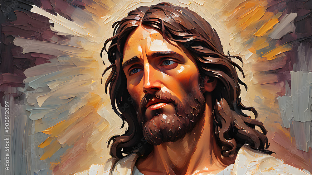 Jesus gives blessing, background light Stock Illustration | Adobe Stock