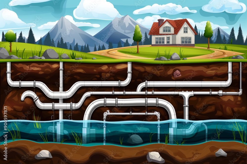 A detailed diagram of an underground water conservation system that ...