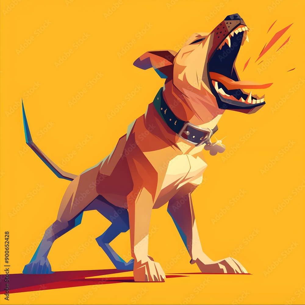 Aggressive dog get angry and bares his teeth. Dog shows dangerous teeth ...