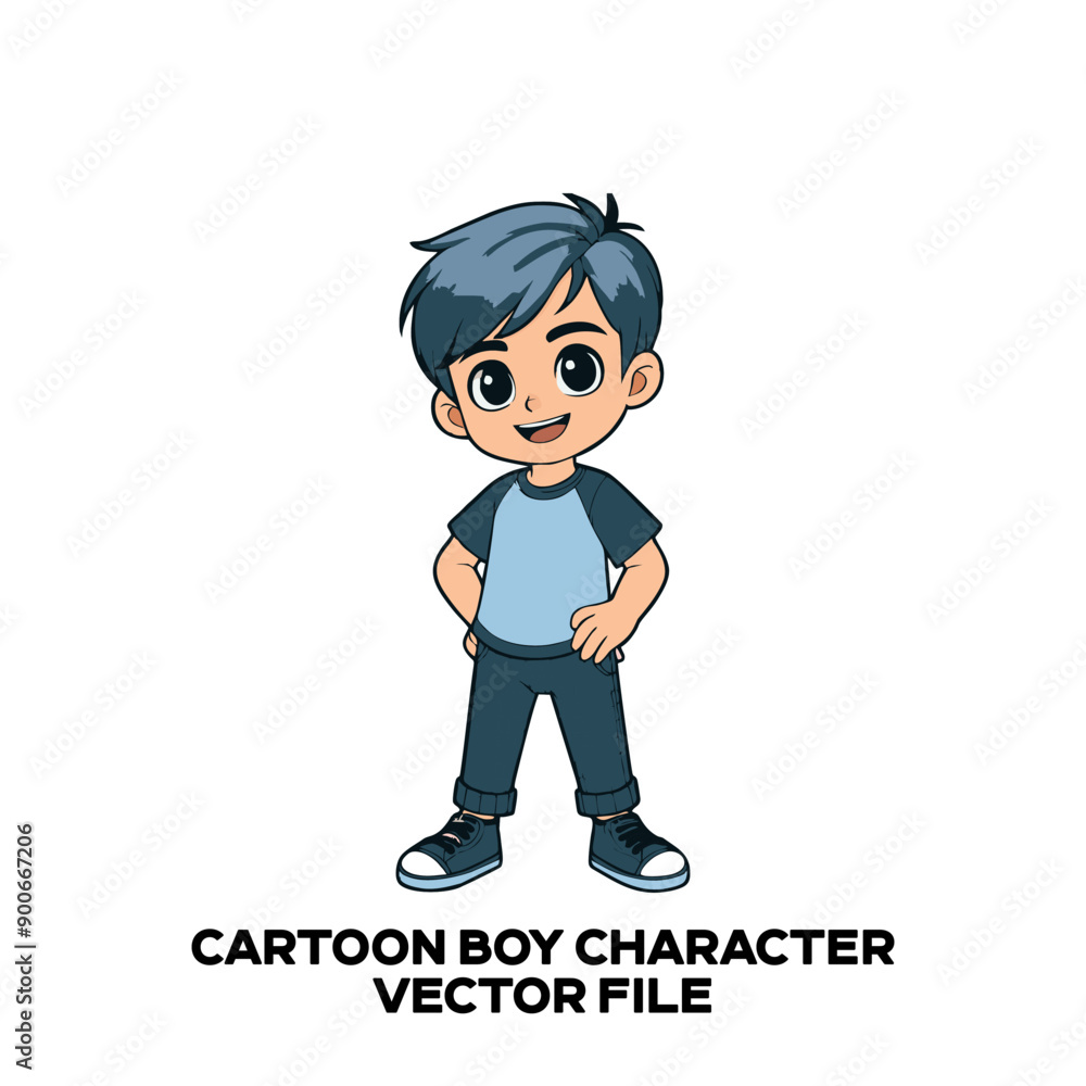 Cartoon Boy Vector Character Design. 2d vector illustration of a cute ...