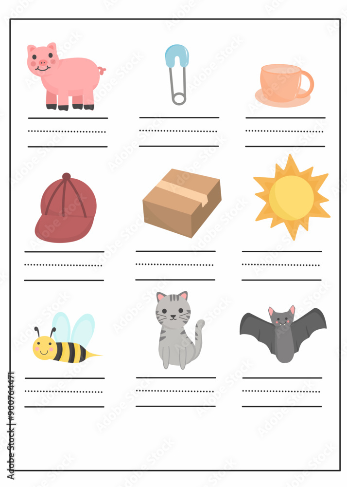 Cvc words worksheet for kindergarten, cvc write word, vowels activity ...