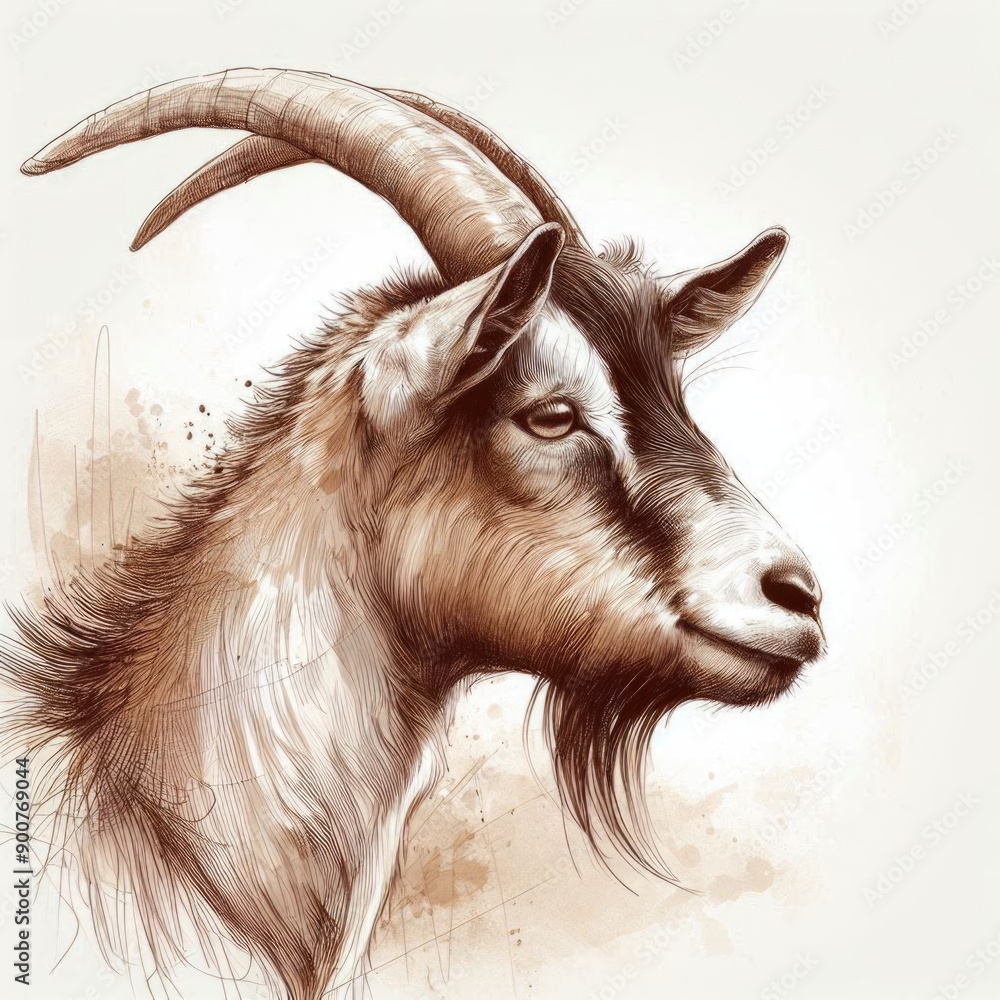 Cow, farm, goat, Hand drawing, line art, vintage line drawing cow, goat ...