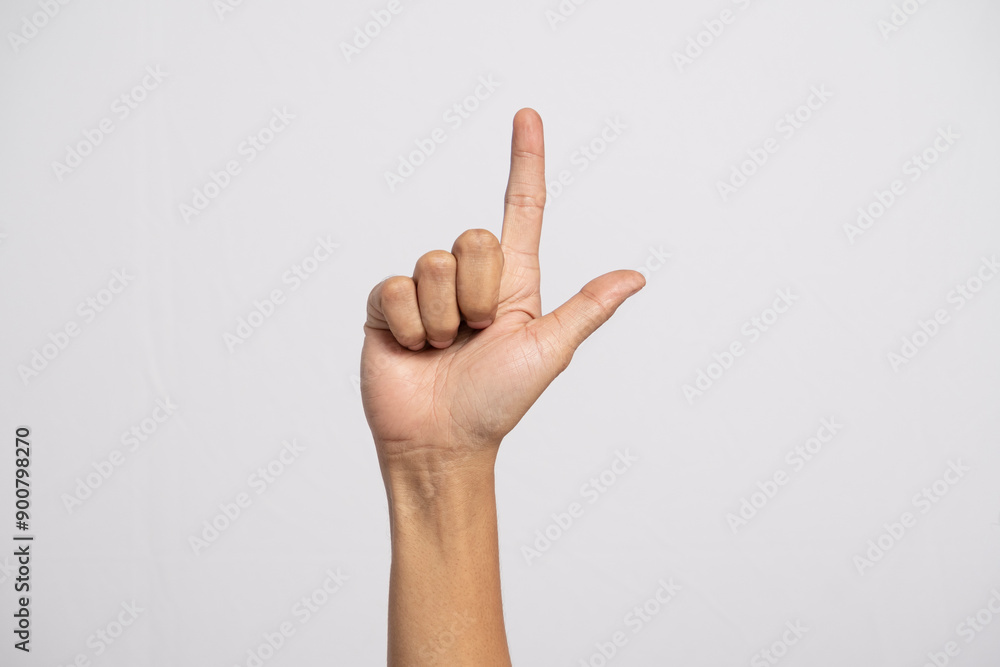 Deaf alphabet letter L by hand. Letter 'L' in sign language, isolated ...