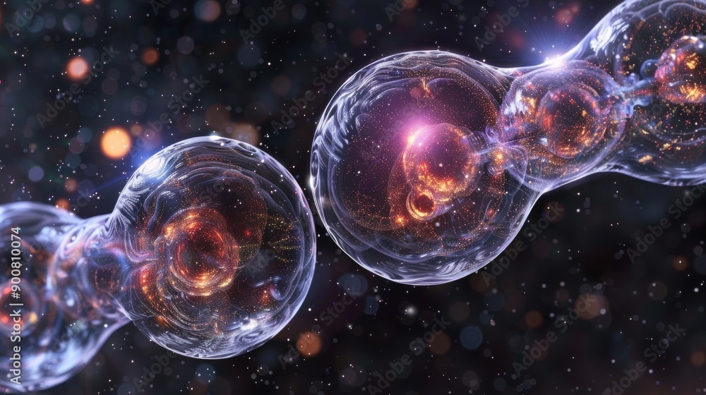 euglenoids undergoing the process of binary fission where a single cell ...