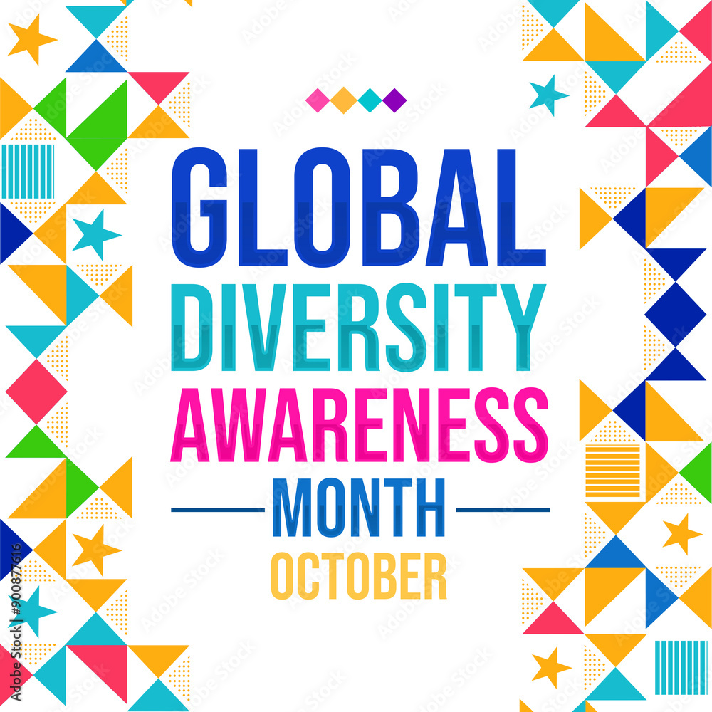 October is celebrated as Global Diversity Awareness Month, colorful background design with ...