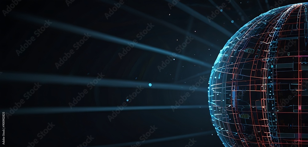 Techno-Sphere A spherical mesh of digital connections and light beams ...