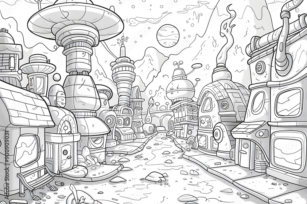 City landscape coloring page Stock Illustration | Adobe Stock