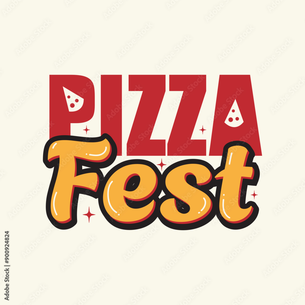 Pizza fest typography logo with pizza icon. Fast food t shirt design ...