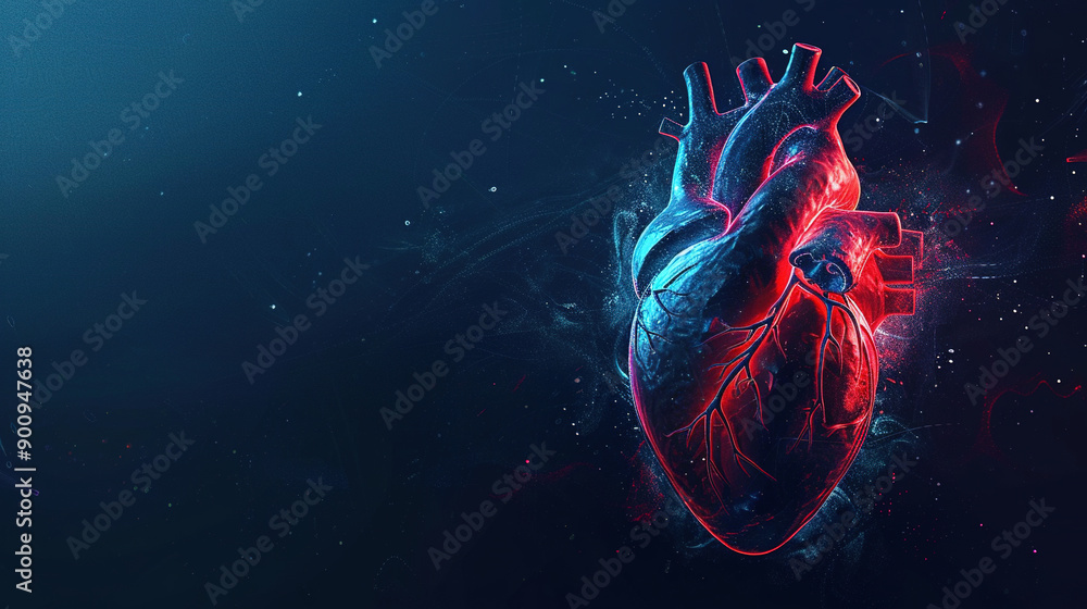 Video of human heart organ anatomy replica in medical concept with dark ...