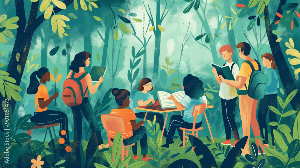 graphic depicting an inclusive classroom with students of different ...