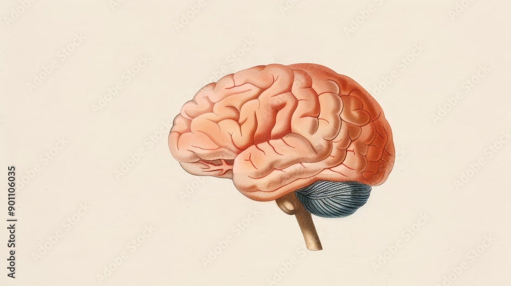 Explore this vintage medical illustration of the human brain, ideal for ...