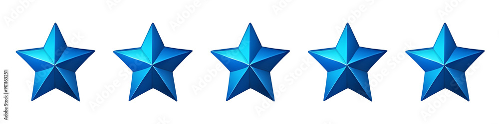 Blue five-star rating icons isolated on a transparent or white ...