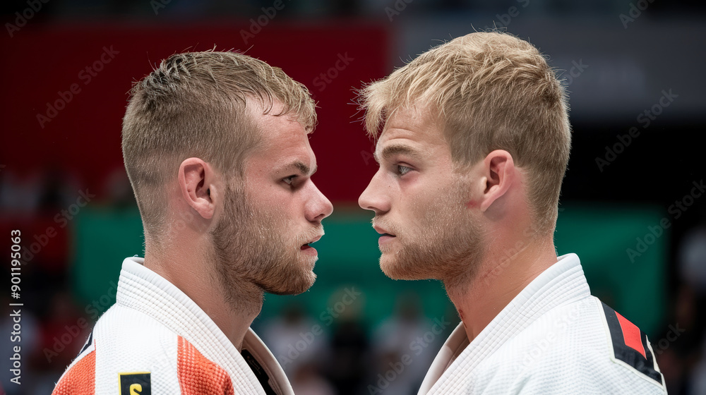 Intense Judo Competition two highly skilled martial artists engage in a ...