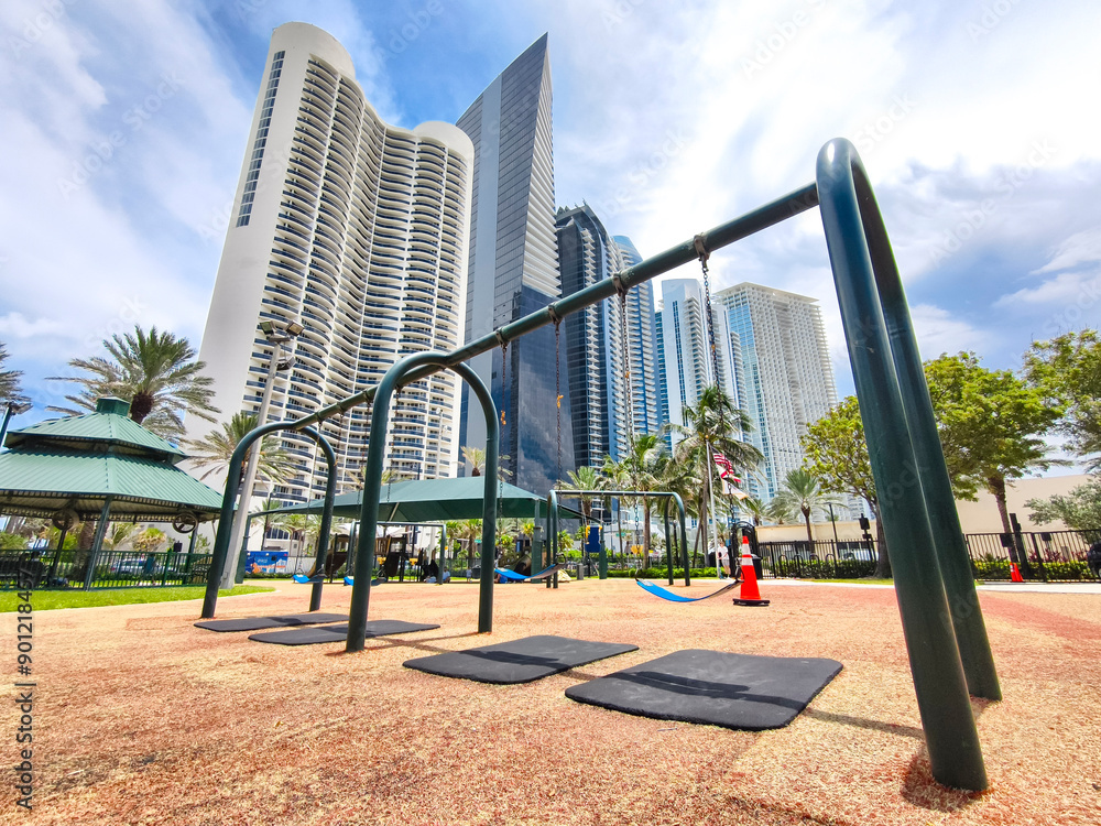 Sunny Isles Beach, Florida - Modern playground in Town Center Park with ...