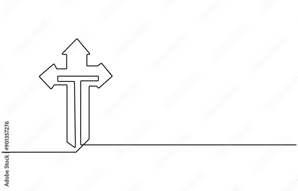 Jesus Christ cross in one continuous line drawing, Christian cross ...