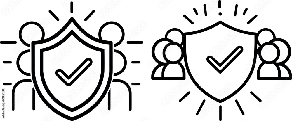 Symbols of people insurance. One continuous line with curl. Health ...