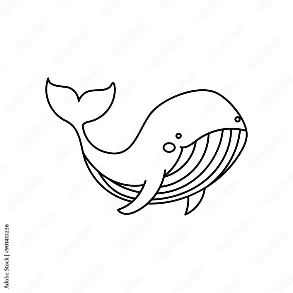 whale coloring page , isolated , Simple Animal Coloring Page , Vector ...