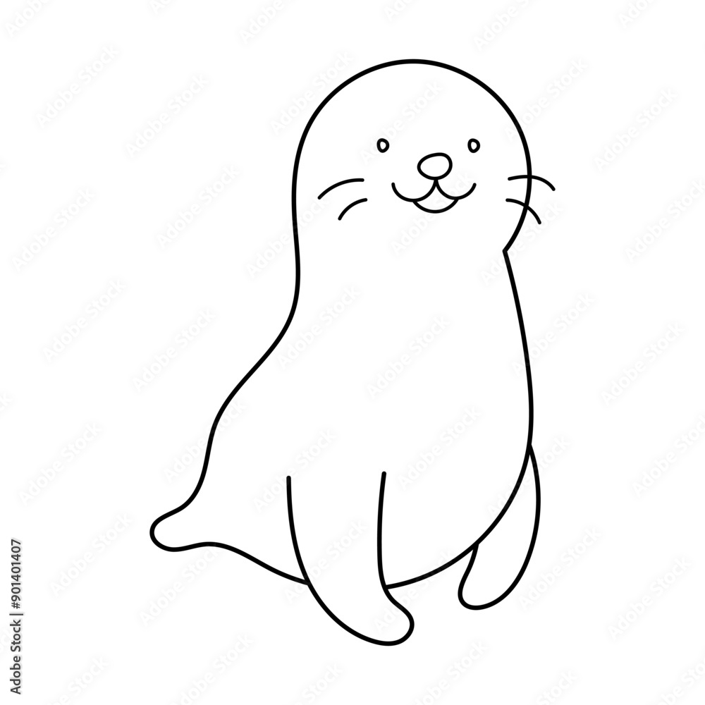 Seal coloring page, Simple Animal Coloring Page , Vector Illustration ...