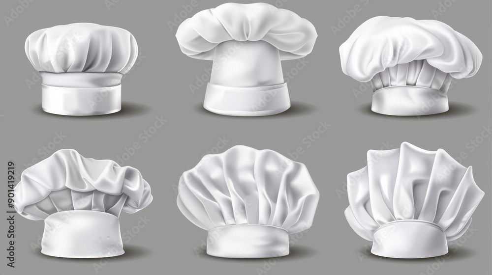 Realistic chefs hats. Professional cooks toques, isolated headgears ...