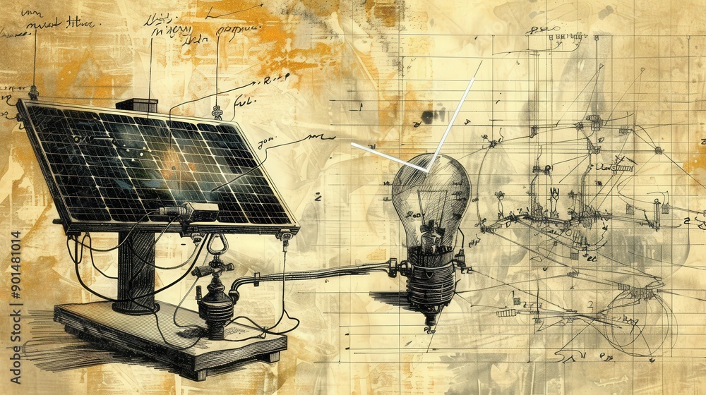 Diagram of the invention of the solar panel, illustrating its ...