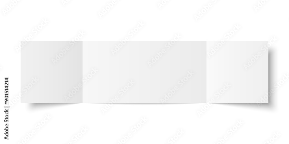 Vector white blank square three panel gate fold opened on white ...