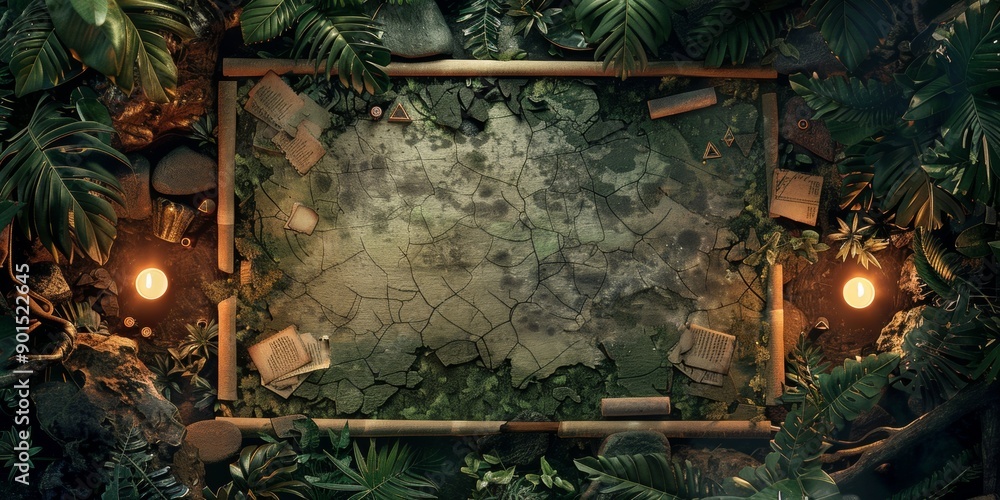 realistic top view illustration of a tabletop setup for pen and paper ...