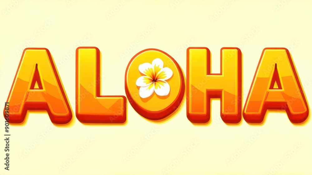 3D text "aloha" made of flowers, on a light background, in vibrant ...