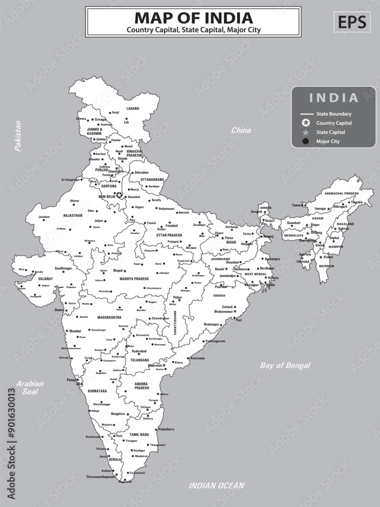 Geography politics map of countries. Map of country with capital, state ...