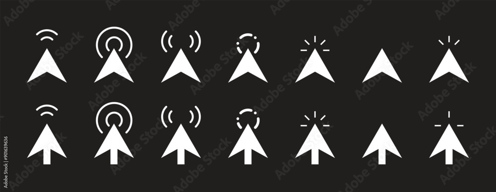 Computer mouse click cursor. Load symbol. Pointer cursor and loading ...