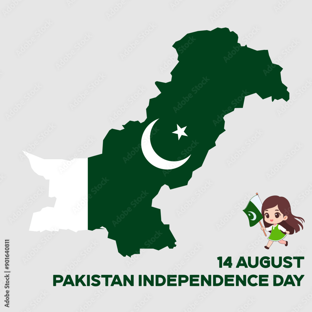Pakistan Independence Day. 14th August. Social Media post and gift card ...