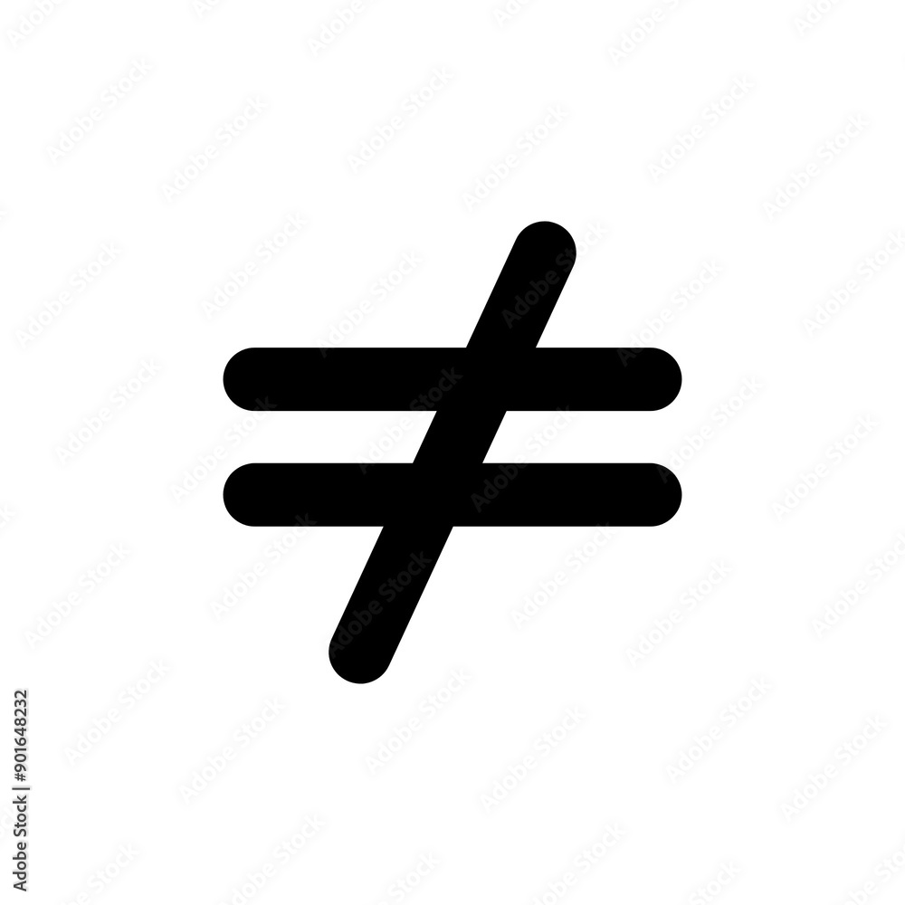 Not equal icon in black, outline style and transparent background Stock ...