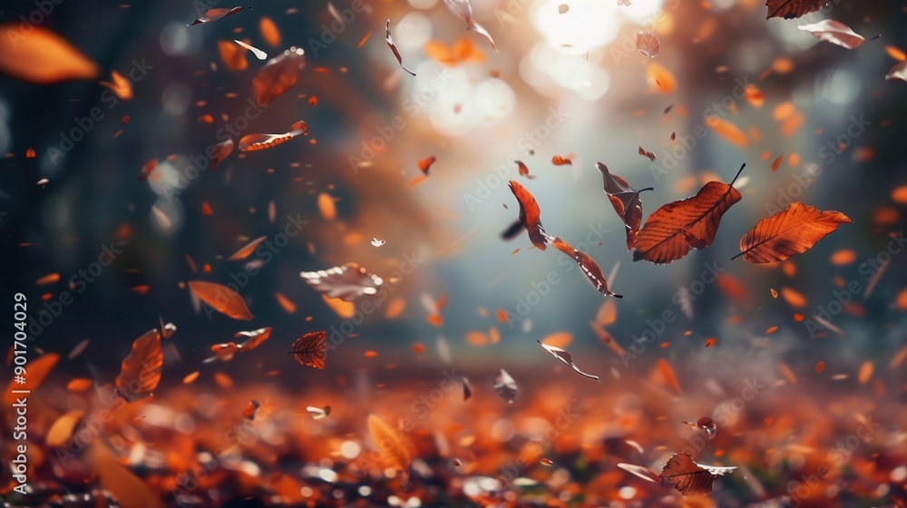 Autumn Bliss. Falling leaves on a transparent background with high ...