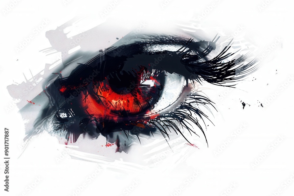 Fiery Gaze. Red eyes on transparent background high detailed wallpaper ...