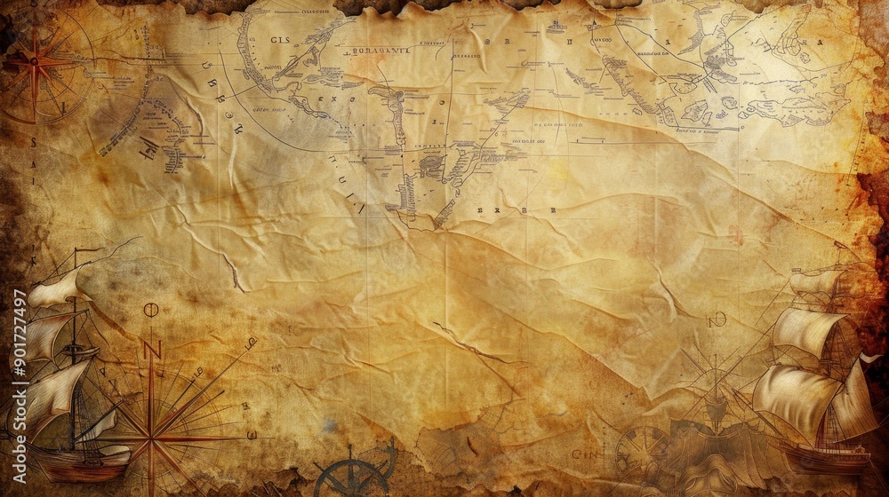 aged treasure map background Stock Illustration | Adobe Stock