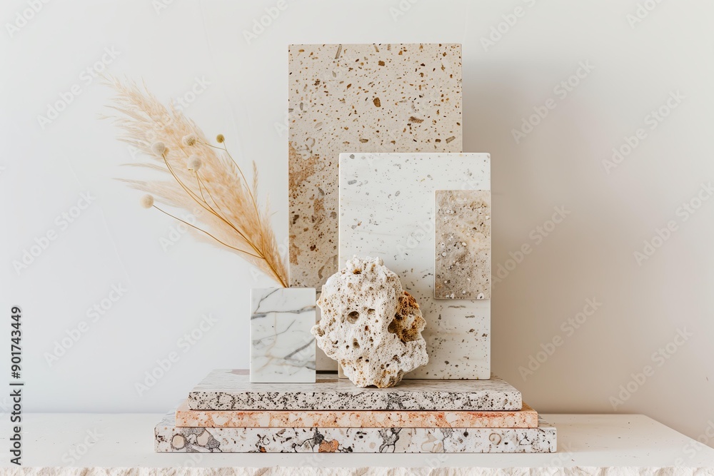 interior design moodboard, stylish luxury materials, marble, timber ...