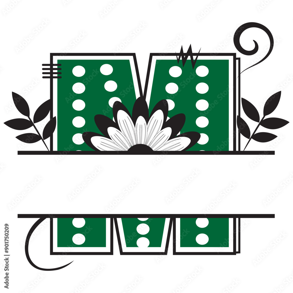 Doodle Bright Alphabet Letters font Split name frame monogram Dalmatian ...