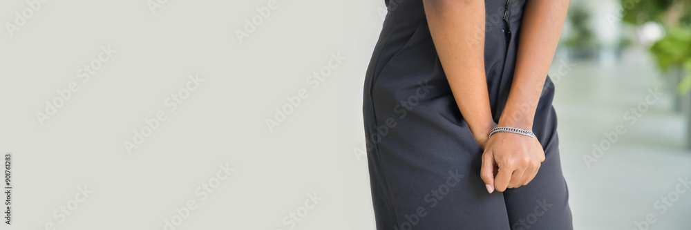 Healthcare Concept Image, African woman holding her pee, health care ...