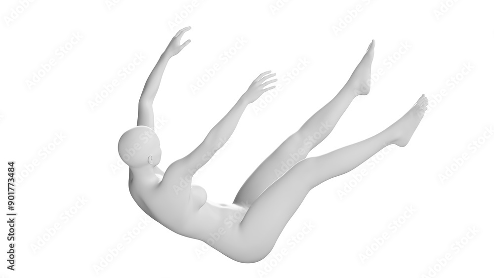 Female Mannequin in Falling Backward Pose, Isolated on Transparent ...