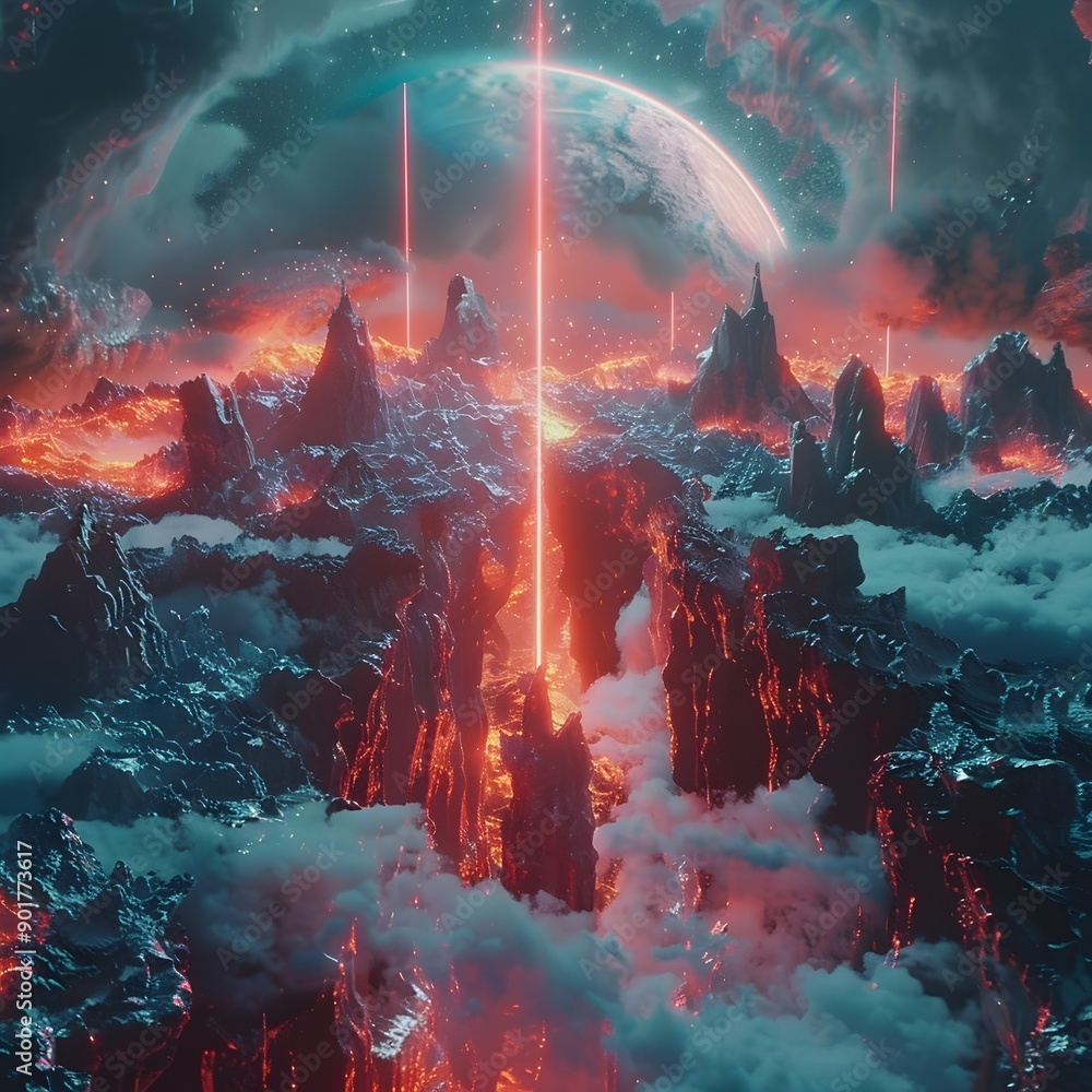 Epic Sci Fi Music Video Background with Cosmic Volcanic Eruption and ...