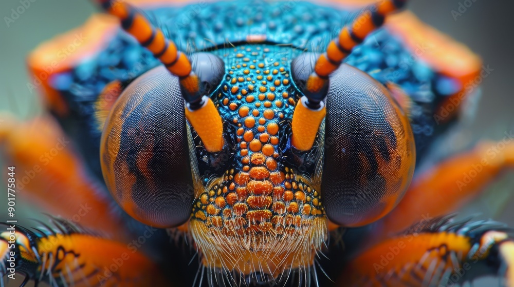 Extreme macro image of a cuckoo wasp showing the detail of its ...